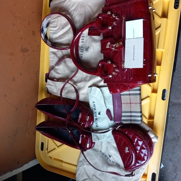 Burberry | Bags | Burberry Red Quilted Set | Poshmark